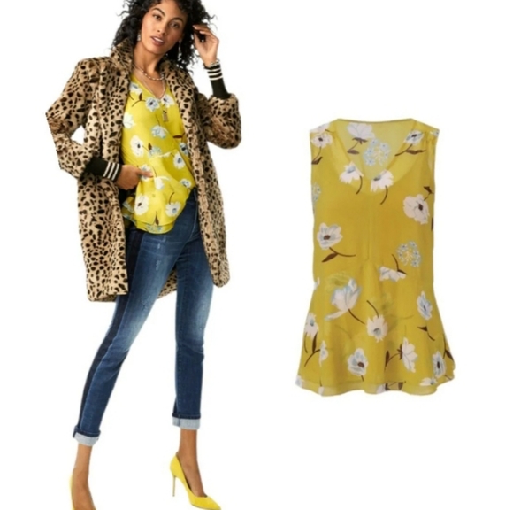 CAbi | Tops | Cabi Simone Yellow Floral Sz M | Poshmark